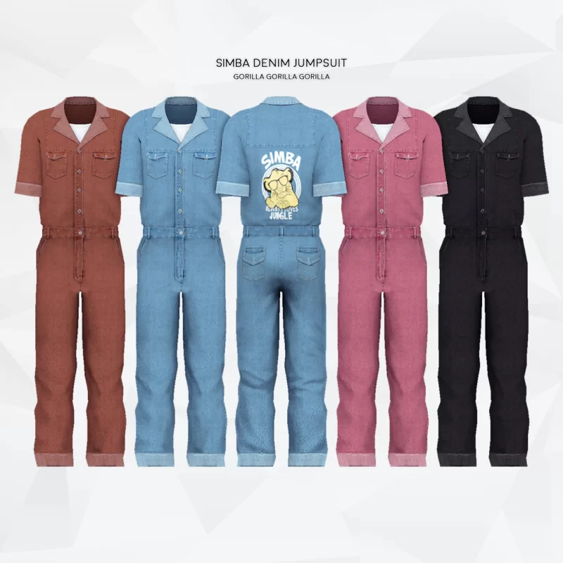 Комбинезон SIMBA Denim Jumpsuit для Sims 4 скачать / Одежда для Симс