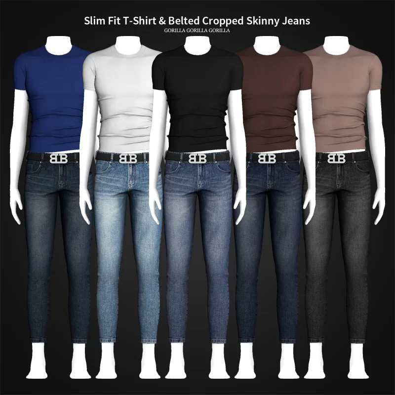 Футболка и джинсы Slim Fit T-Shirt & Belted Cropped Skinny Jeans для ...