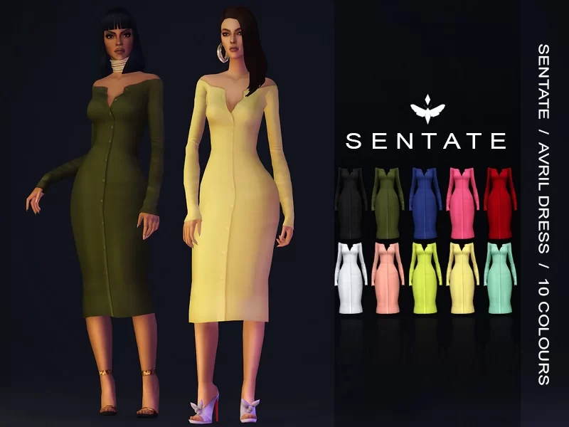 Платье Avril Dress для Sims 4 скачать / Одежда для Симс / SimsHUB