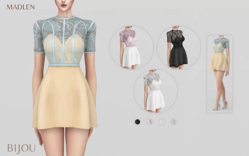 Платье Bijou Dress для Sims 4 скачать / Одежда для Симс / SimsHUB
