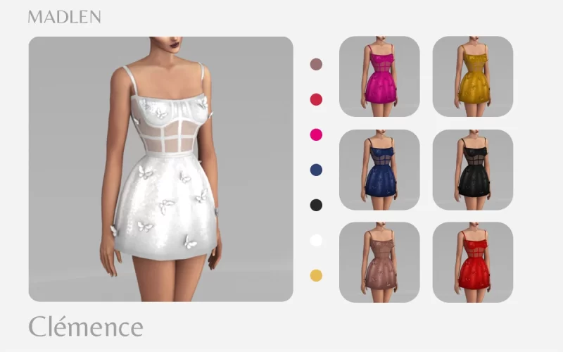 Платье Clemence Dress для Sims 4 скачать / Одежда для Симс / SimsHUB