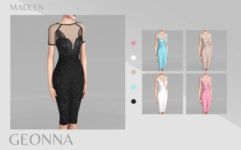 Платье Geonna Dress для Sims 4 скачать / Одежда для Симс / SimsHUB