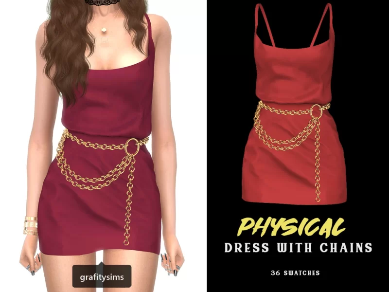 Платье physical dress with chains для Sims 4 скачать / Одежда для Симс ...