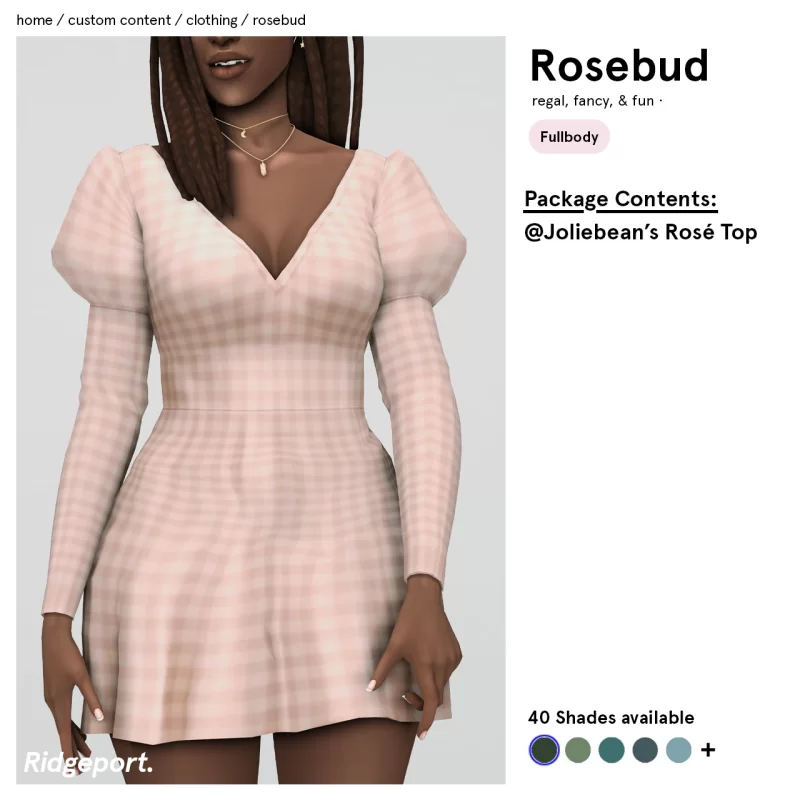Платье ROSEBUD DRESS для Sims 4 скачать / Одежда для Симс / SimsHUB