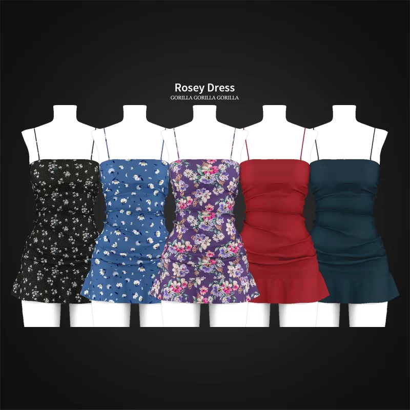 Платье Rosey Dress для Sims 4 скачать / Одежда для Симс / SimsHUB
