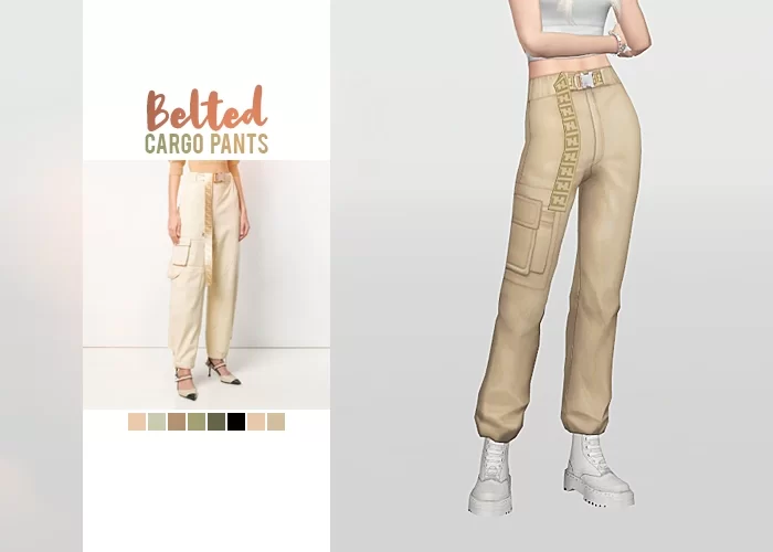 Штаны Belted Cargo Pants для Sims 4 скачать / Одежда для Симс / SimsHUB