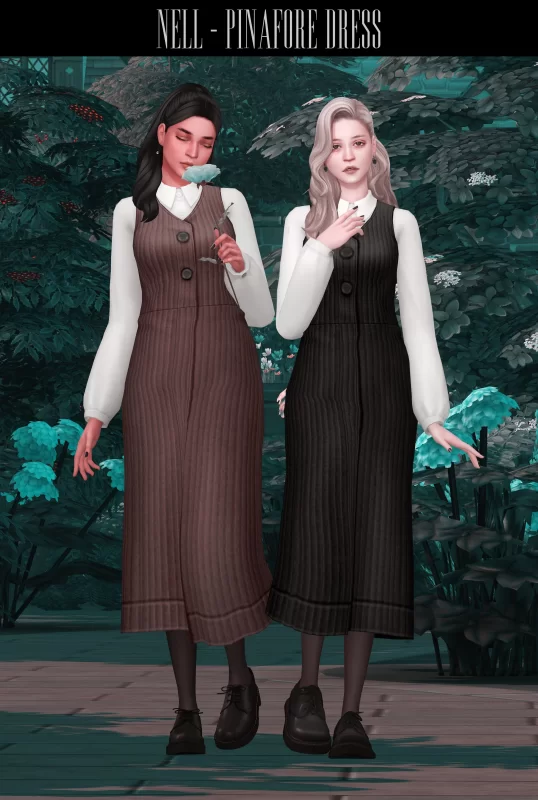 Блузка и сарафан Pinafore Dress для Sims 4 скачать / Одежда для Симс