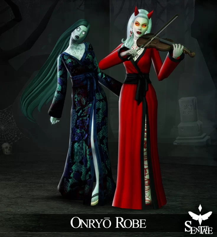 Платье - Onryo Robe для Sims 4 скачать / Моды для Симс