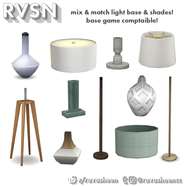 Набор ламп Glow With The Flow Lamps для Sims 4 скачать / Декор для Симс